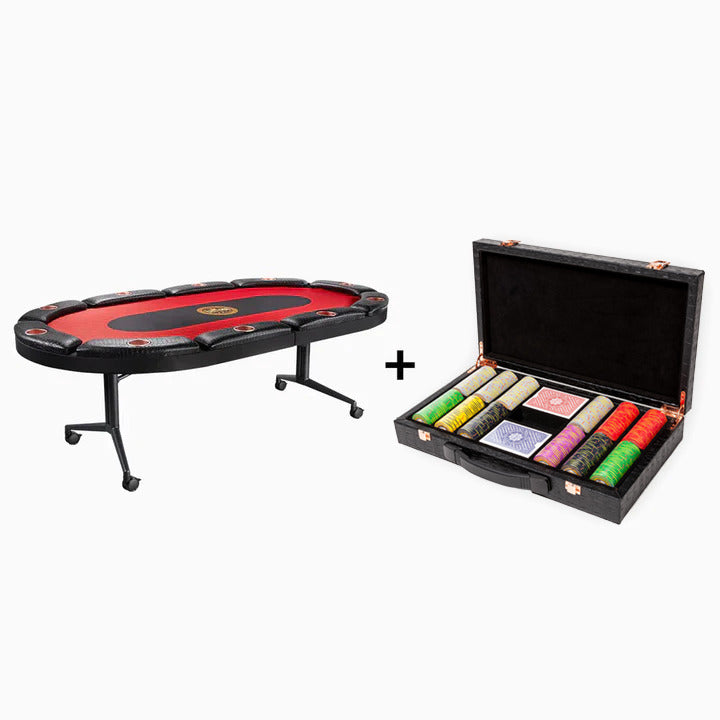 Triton Premium Folding 10 Player Poker Table + Premium Poker Chip Set ...