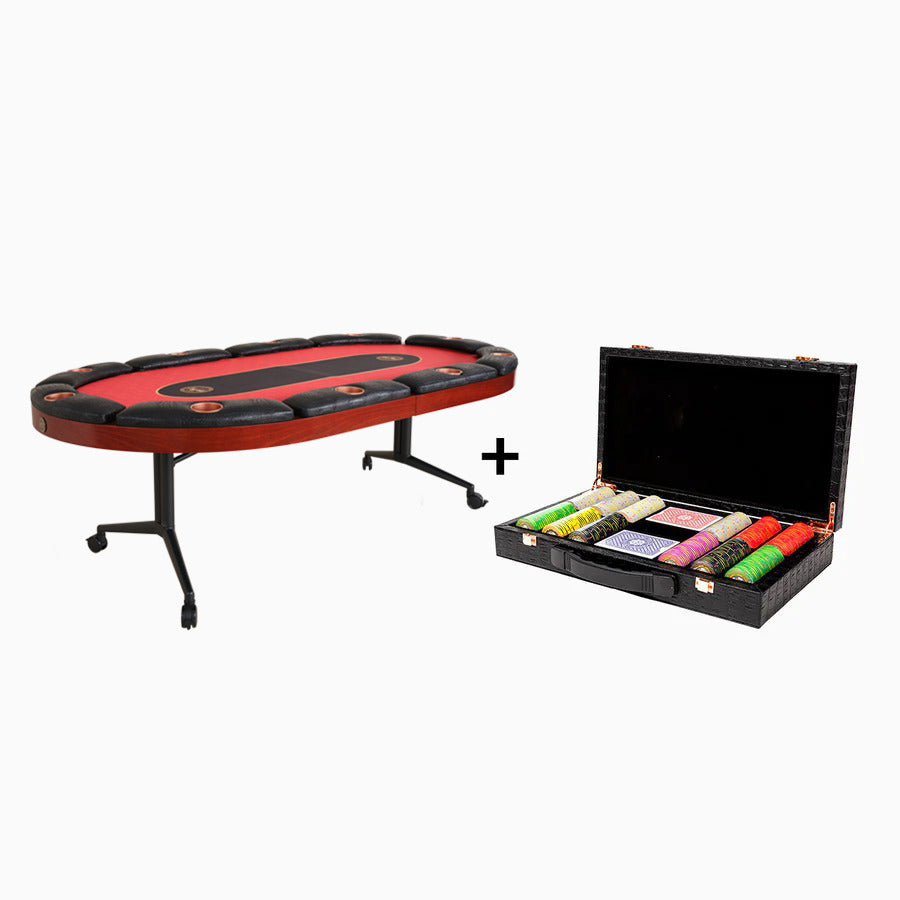 Triton Elite Folding 10 Player Poker Table + Premium Poker Chip Sets ...